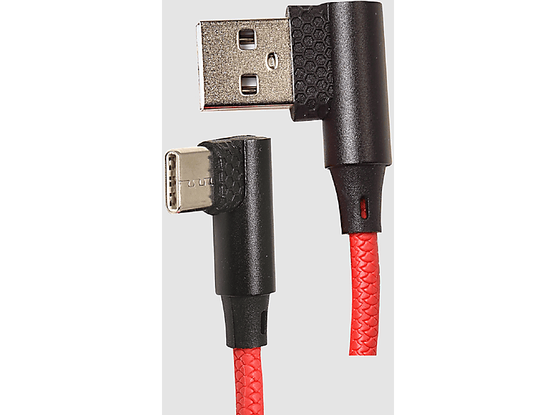 HEITECH USB-A USB-C auf 90° Winkelstecker, Ladekabel, Rot | MediaMarkt