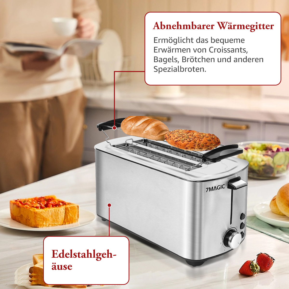 7MAGIC 6013WA Toaster Silber (1400 Watt, Schlitze: 2) | MediaMarkt