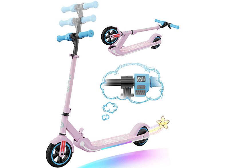 RCB R11 Kinder E-Scooter,faltbar, LED-Licht Elektroroller (7 Zoll, Rosa ...
