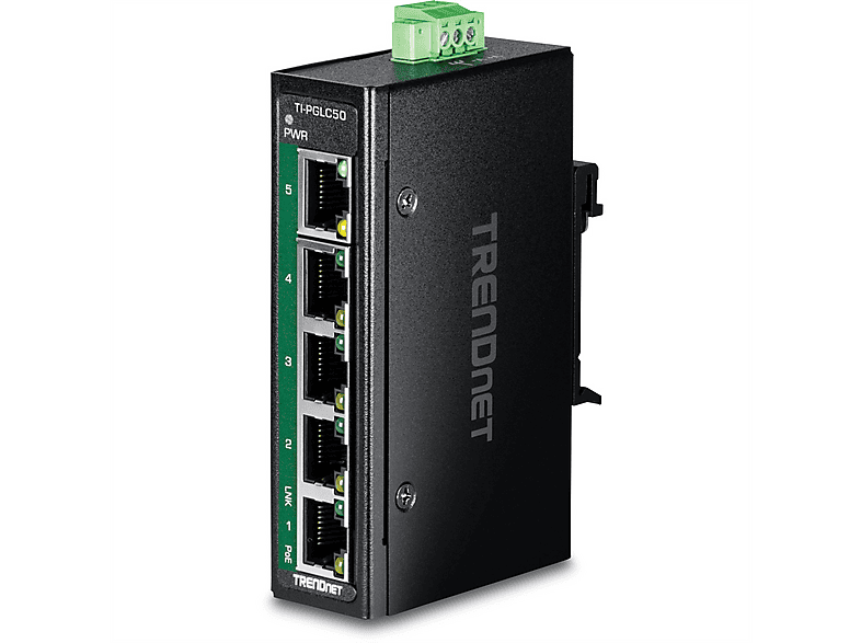 TRENDNET TI-PGLC50 5-poorts Gigabit PoE+ industriële DIN-rail Mini ...