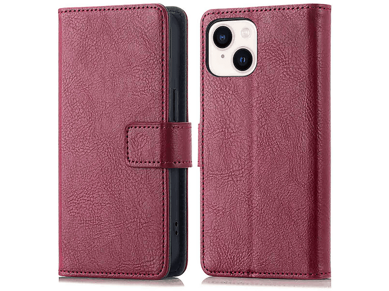 IMOSHION Luxuriöse Klapphülle, Bookcover, Apple, iPhone 15, Dunkelrot ...