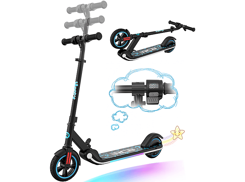 RCB R11 Kinder E-Scooter,faltbar, LED-Licht Elektroroller (7 Zoll ...