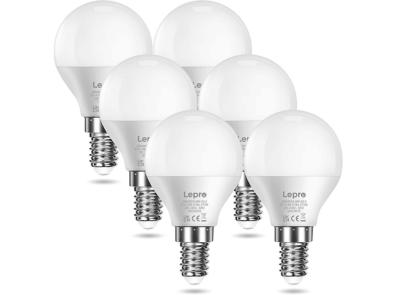 LEPRO E14 4.9W 470LM Warmweiß 6 Stück LED Lampe E14 Warmweiß 4,2 Watt ...
