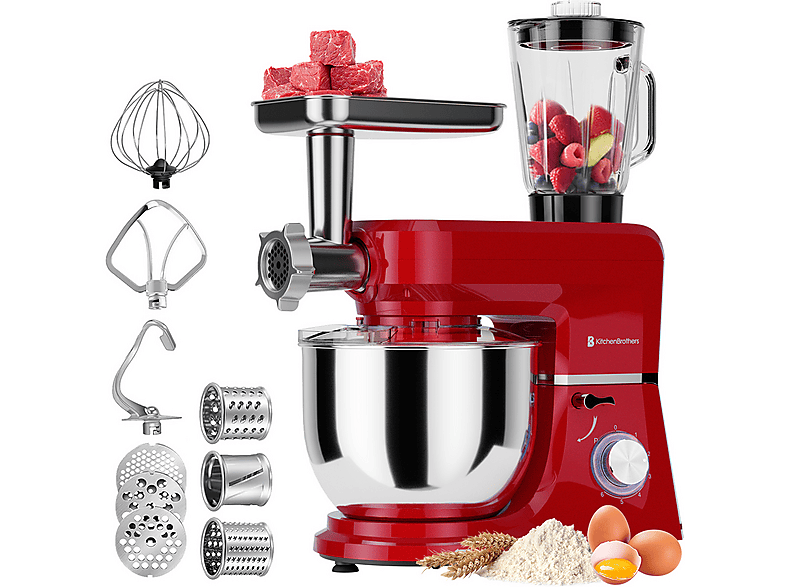 KITCHENBROTHERS KB799 | 1500W Keukenmixer Rood | MediaMarkt