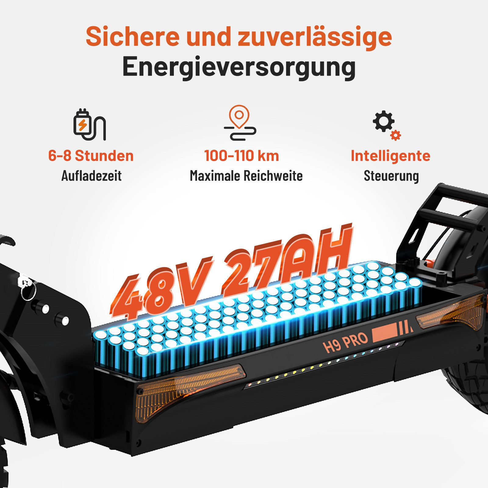 HITWAY H9 Pro faltbarer E-Scooter mit Straßenzulassung, 800W, 27Ah, MAX ...