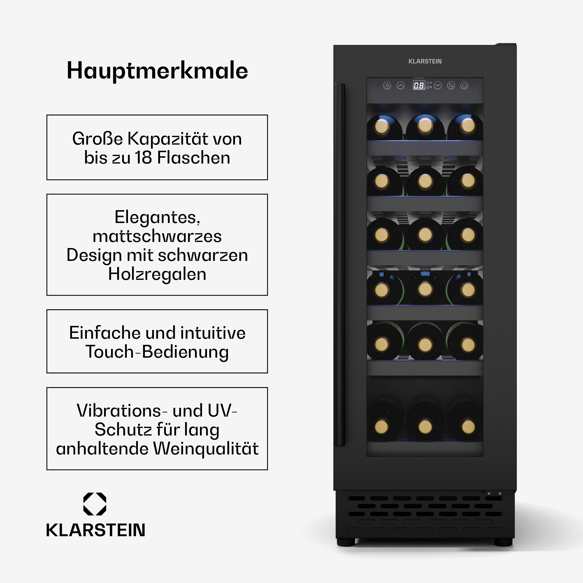 Vinoteca libre instalación | KLARSTEIN Vinovilla Uno 18, 18 botellas ...