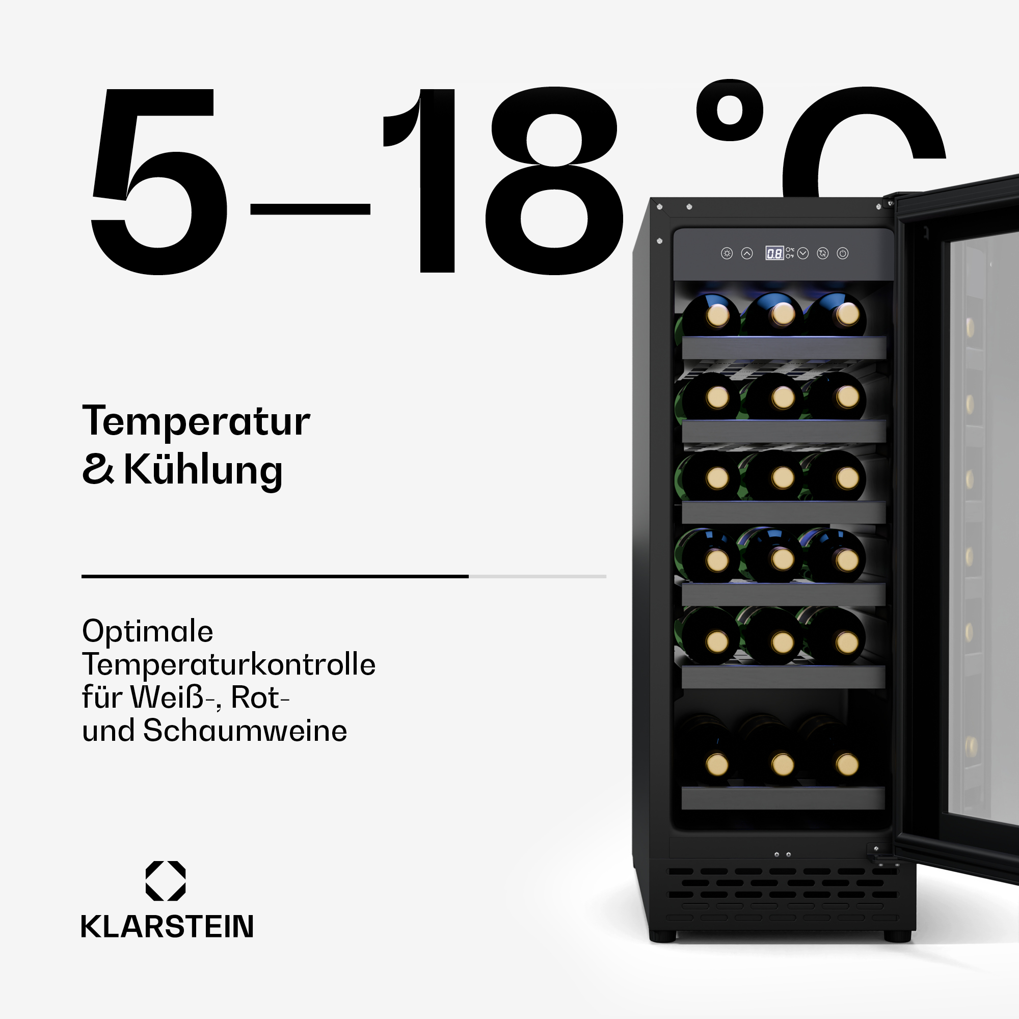 Vinoteca libre instalación | KLARSTEIN Vinovilla Uno 18, 18 botellas ...