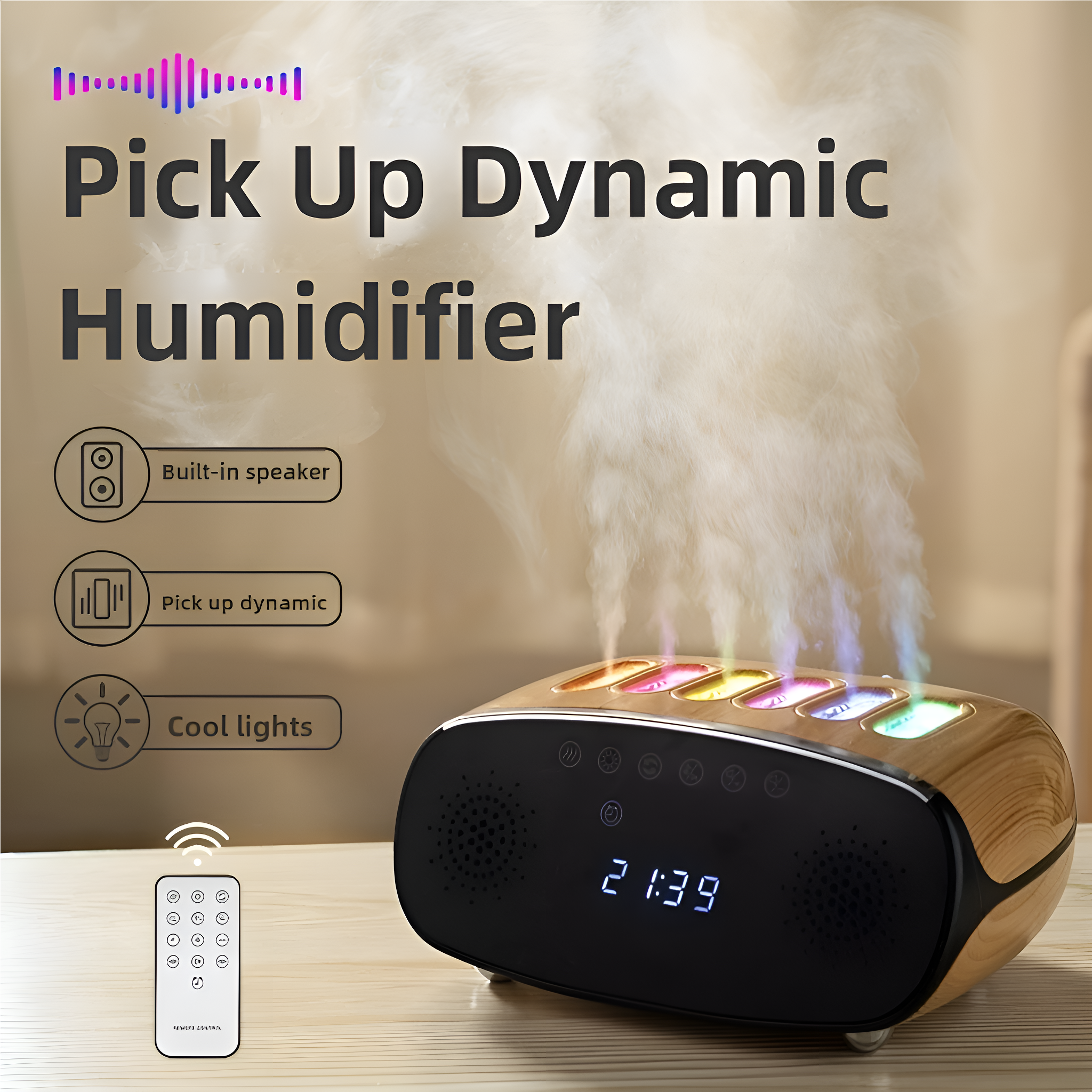 HIYORI Bluetooth Lautsprecher Luftbefeuchter in Holzoptik Humidifier ...