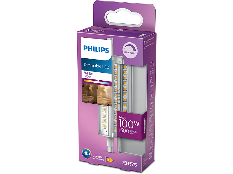 PHILIPS LED | R7S Staaflamp 118mm 100W Dimbaar - Wit Licht - - 1 stuk ...