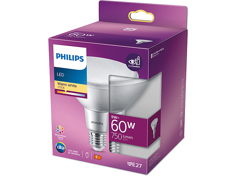 PHILIPS LED Ampoule à réflecteur E27 60W Dimmable 9 W E27 Lumière ...