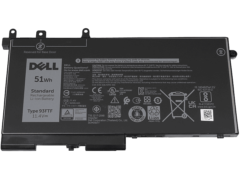 DELL D4CMT Original 3 Zellen/11,4V Li-Polymer Akku, 11.4 Volt, 4254 mAh ...