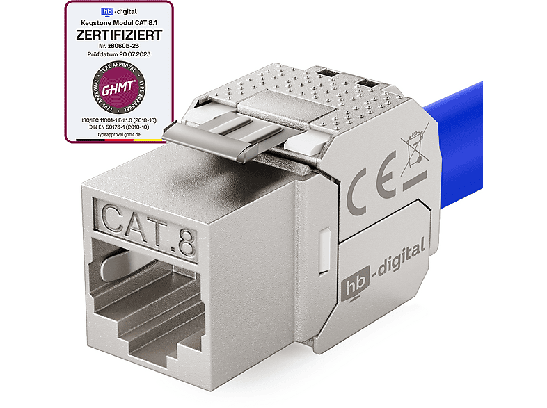HB-DIGITAL RJ45 CAT 8.1 frontale LSA Öffnung STP werkzeuglos Keystone ...