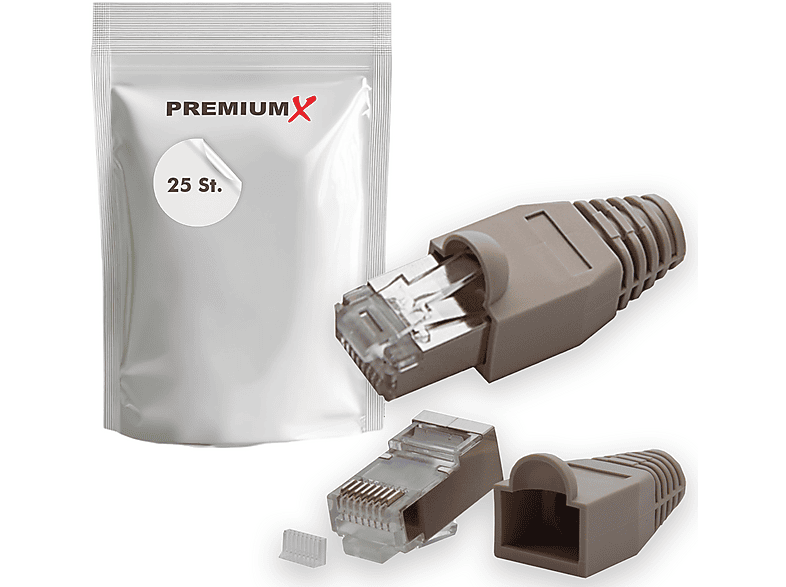 PREMIUMX 25x Crimpstecker RJ45 CAT5e CAT6 Internet LAN Netzwerk ...