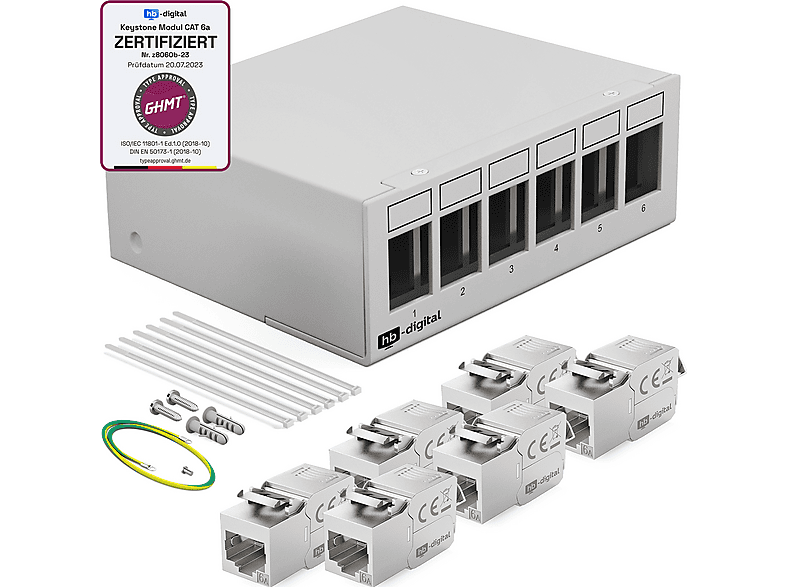 HB-DIGITAL 6 Port mit Keystone Module Cat 6a GHMT Netzwerk Patchpanel ...