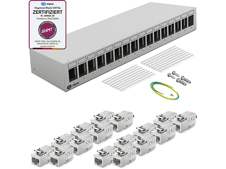 HB-DIGITAL 16 Port mit Keystone Module Cat 6a GHMT Netzwerk Patchpanel ...