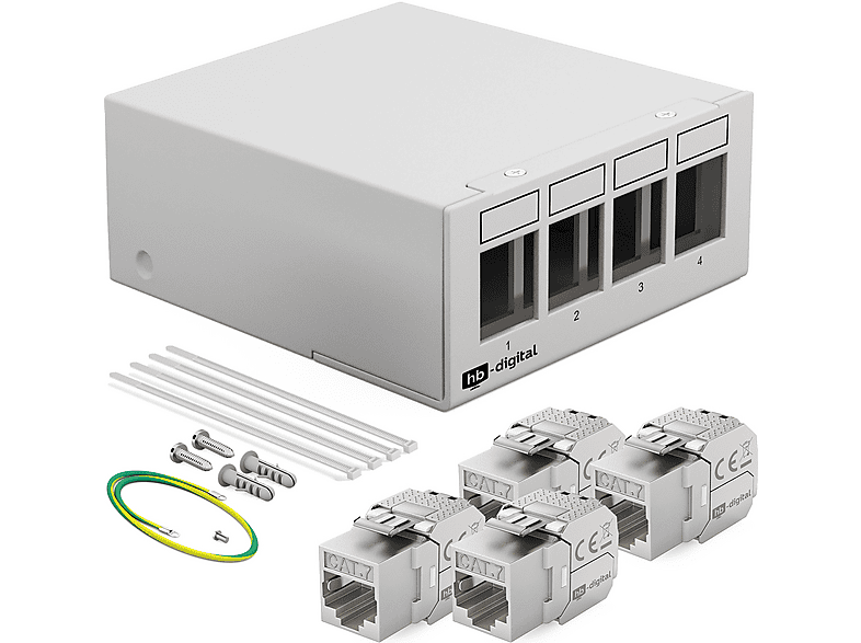 HB-DIGITAL 4 Port mit Keystone Module Cat 7 Patchpanel | SATURN