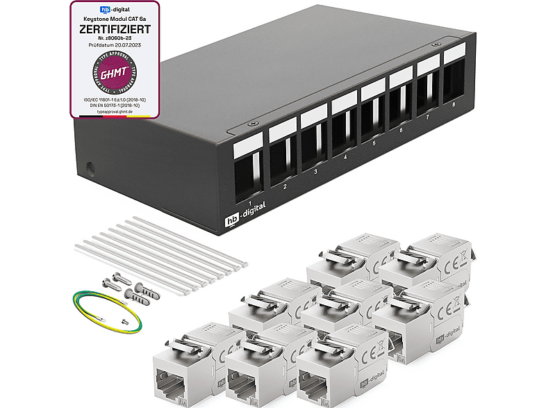 HB-DIGITAL 8 Port mit Keystone Module Cat 6a GHMT Netzwerk Netzwerk ...
