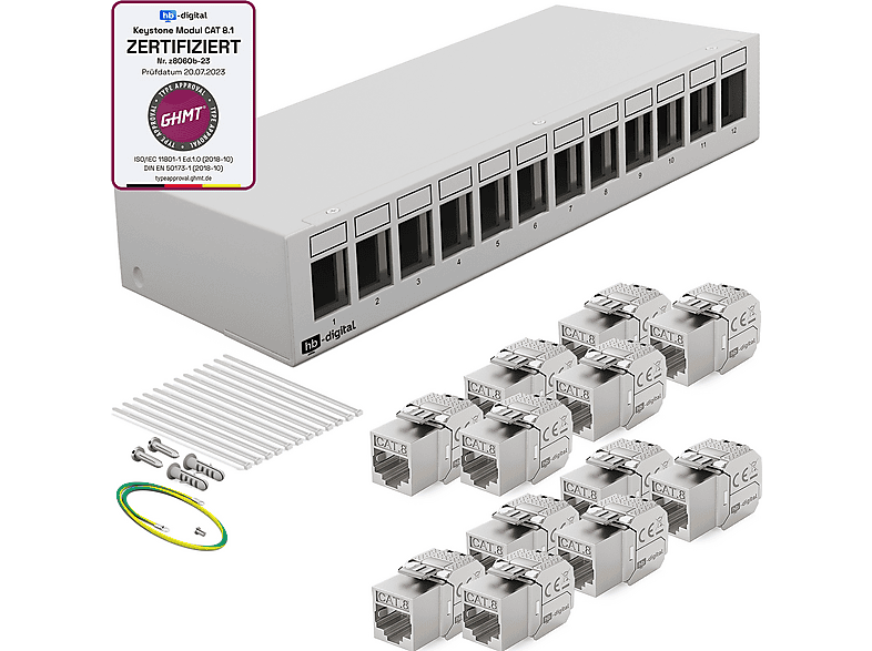 HB-DIGITAL 12 Port mit Keystone Module Cat 8 Netzwerk Netzwerk Switch ...