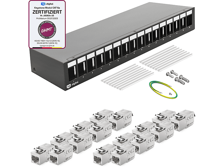 HB-DIGITAL 16 Port mit Keystone Module Cat 6a GHMT Netzwerk Netzwerk ...