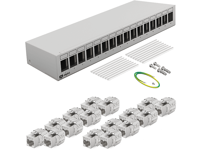 HB-DIGITAL 16 Port mit Keystone Module Cat 7 Netzwerk Patchpanel ...