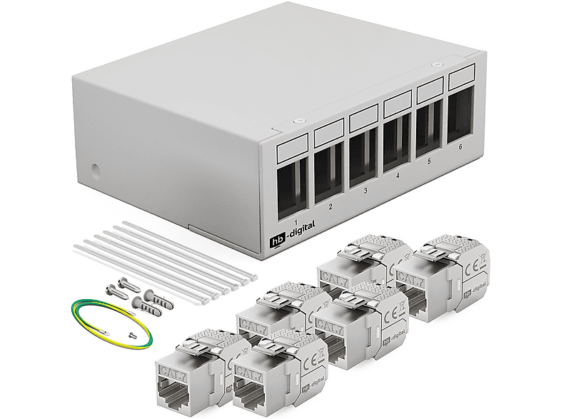 HB-DIGITAL 6 Port mit Keystone Module Cat 7 Netzwerk Patchpanel ...