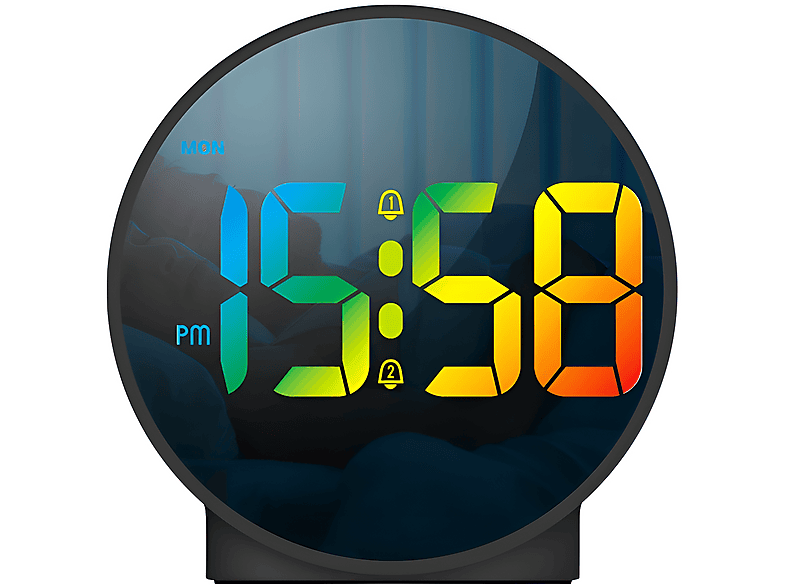 DECOME Minimalistischer LED-Wecker mit Dual-Alarm 4-Stufiger Helligkeit ...