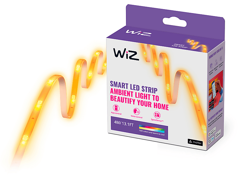 WIZ Led Strip RGBW 4 Meter Wit en Gekleurd Licht | Incl. Voedingskabel ...