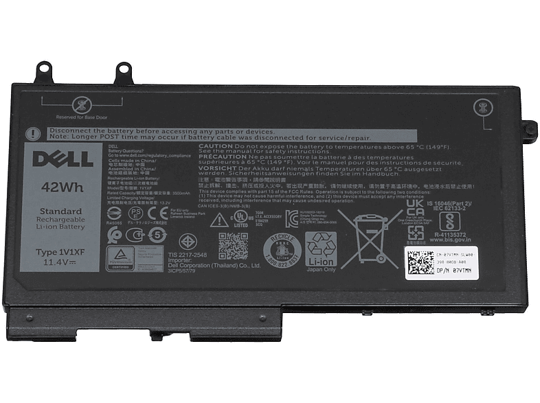 DELL 7VTMN Original (3 Zellen) Li-Polymer Akku, 11.4 Volt, 3684 mAh ...