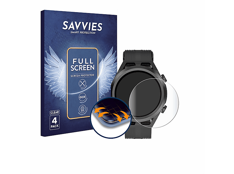 SAVVIES 4x Flex Full-Cover 3D Curved Schutzfolie (für Blackview R8 Pro ...