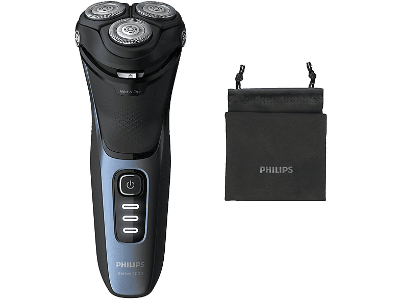 Afeitadora | PHILIPS S3232/52, 60 min, Negro, Azul | MediaMarkt