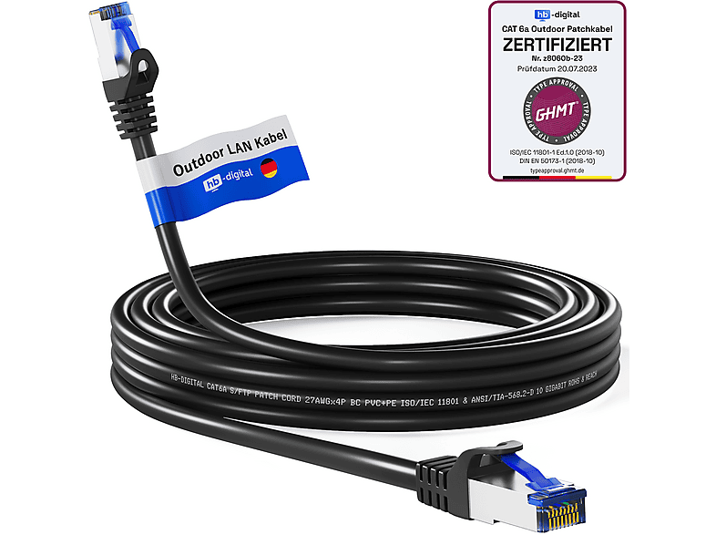 HB-DIGITAL CAT 6a Außenbereich S/FTP PVC PE, Patch Kabel, 10 m | SATURN