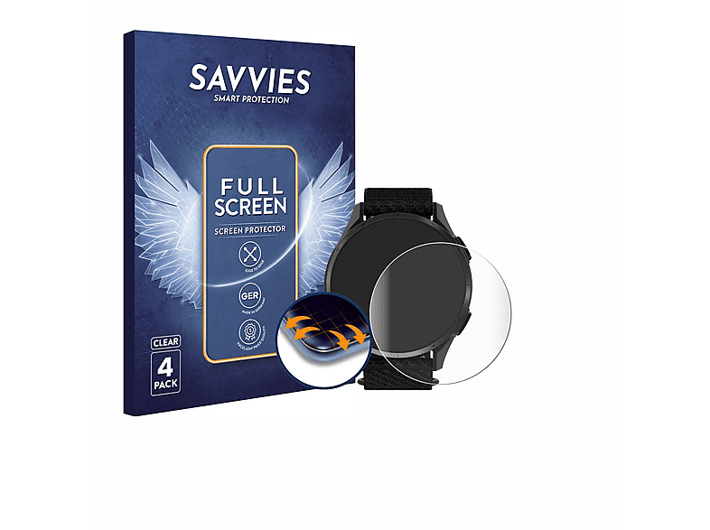 SAVVIES 4x Flex Full-Cover 3D Curved Schutzfolie (für Garmin Approach S50) | SATURN