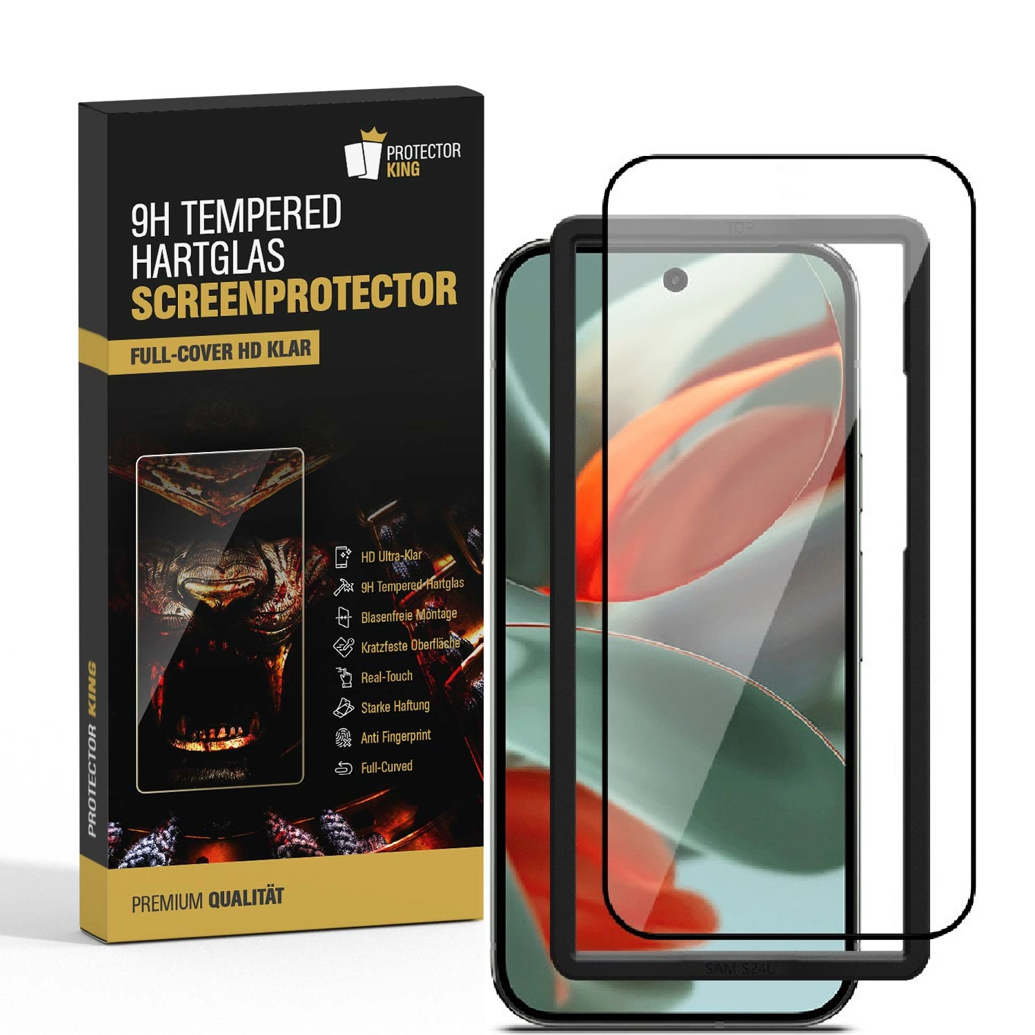PROTECTORKING 1x 9H Panzerglas Full-Screen HD klar Montagehilfe ...