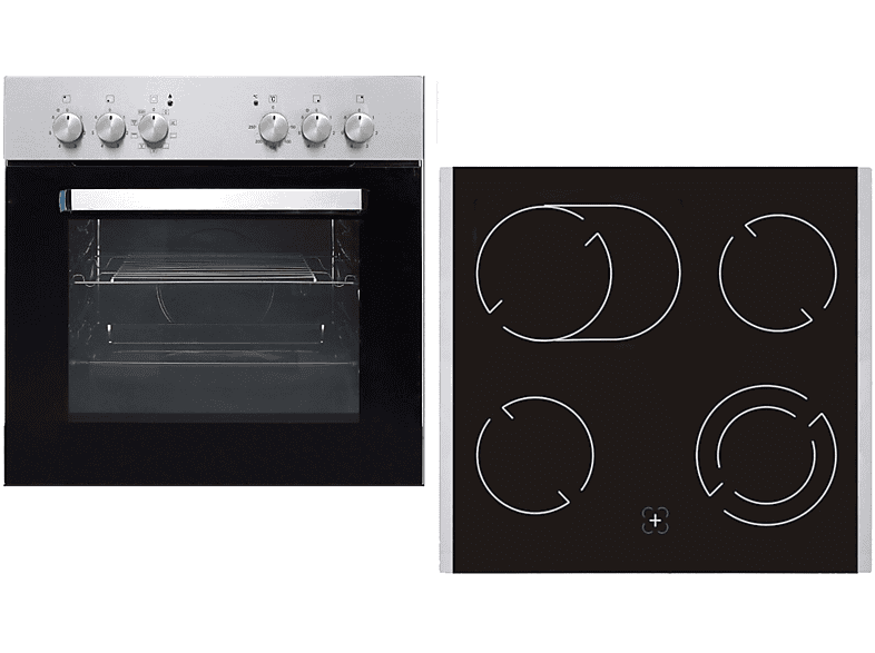 PKM KH-BIC7-2KB GK-IX-2, Einbauherdset (Glaskeramikkochfeld, A, 56 l ...