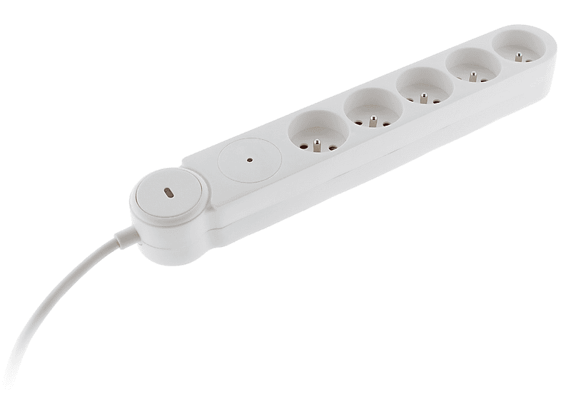 Regleta | Base múltiple con protección contra sobretensiones Schuko 5x + interruptor ZENITECH ...