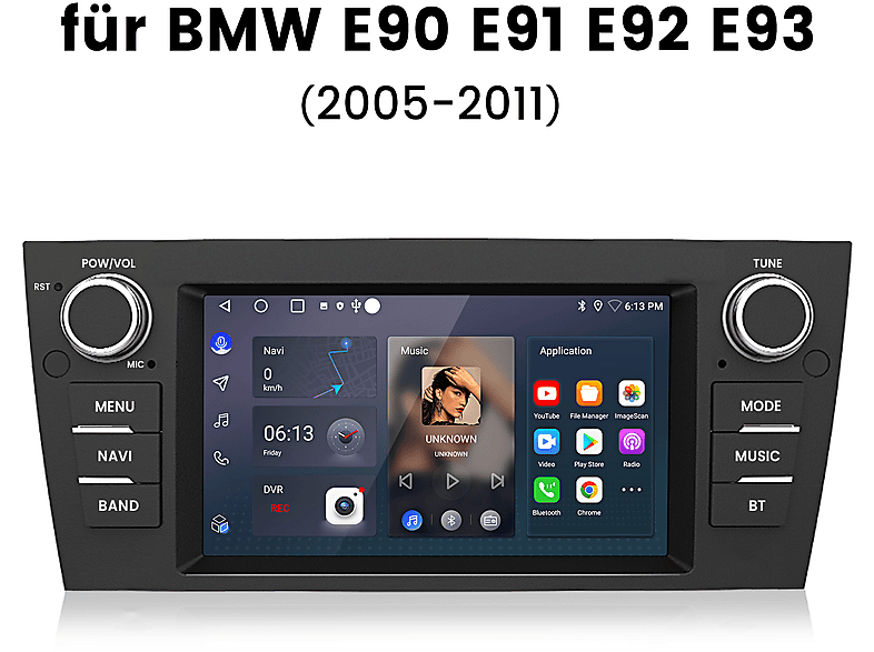 JUNSUN BMW E90/E92/E93 2005-2012 64GB Autoradio, FM, Bluetooth, Black ...