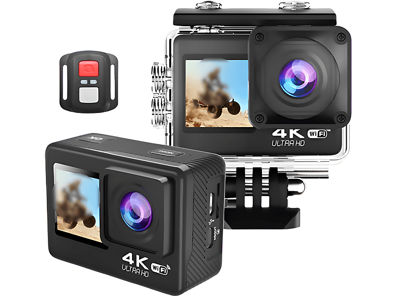 HIYORI HD Action Kamera mit Zwei Farbbildschirm Wasserdicht Actioncam ...