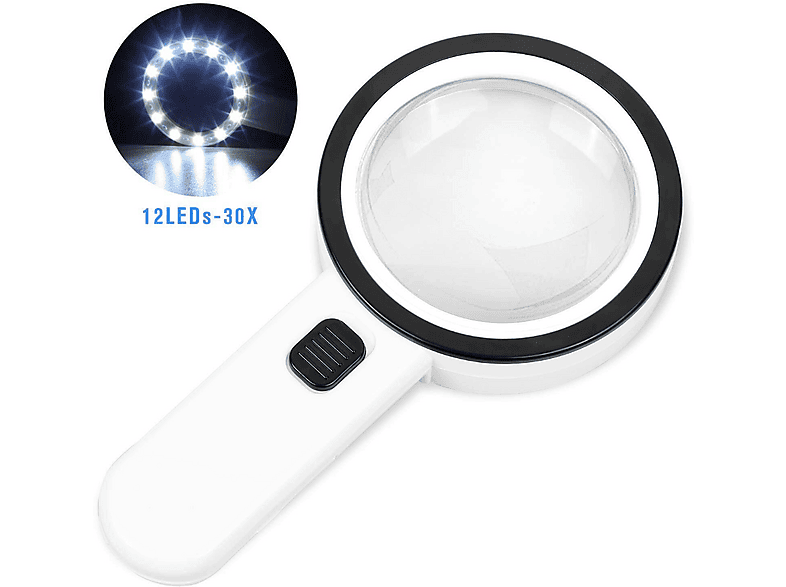 FLYSTAR 30X LED Handlupe mit Licht Leselupe Vergrößerungsglas Lupe ...