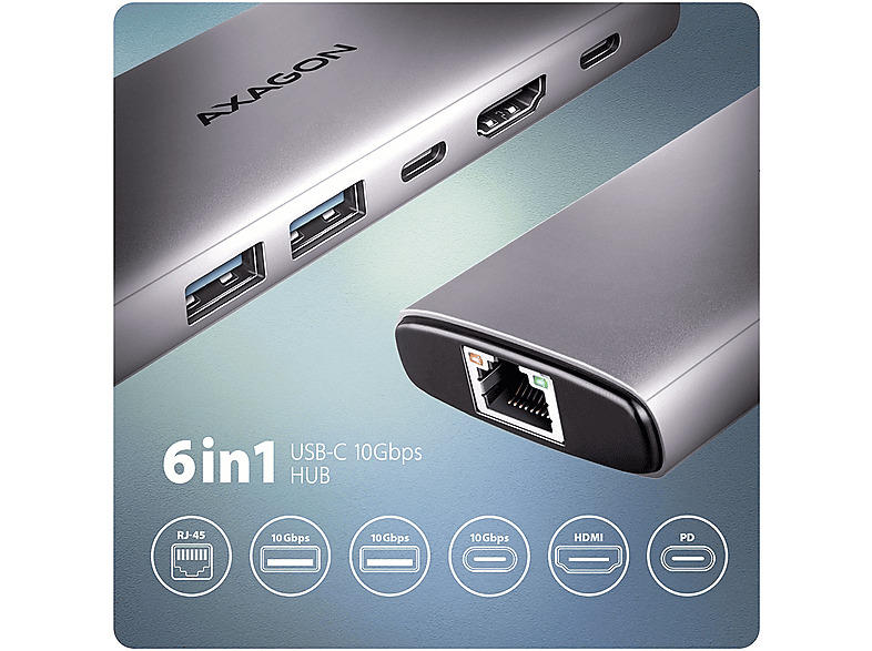 HUB USB AXAGON HMC-6G2L laptop dock/port replicator | MediaWorld.it