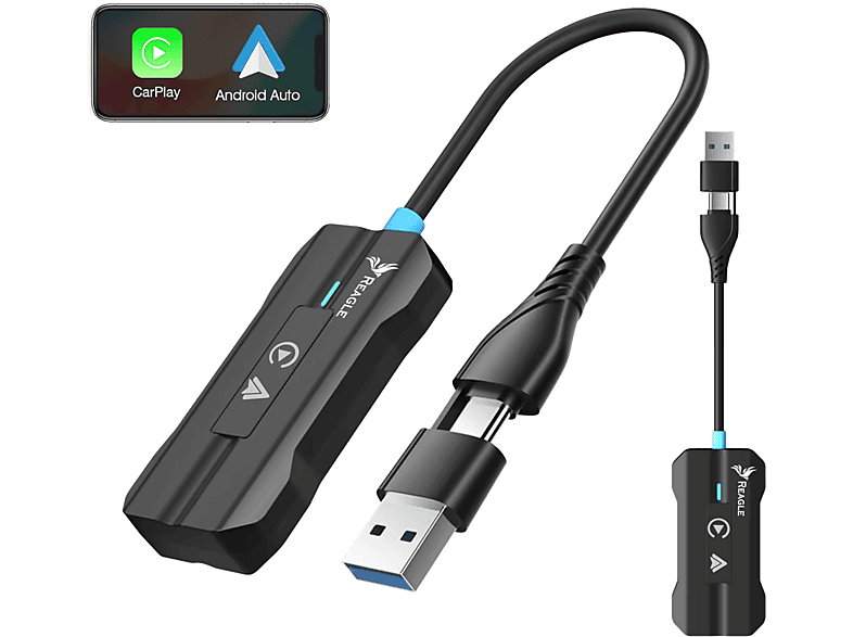 REAGLE Wireless CarPlay Android Auto Adapter USB-A/C Audio Adapter ...