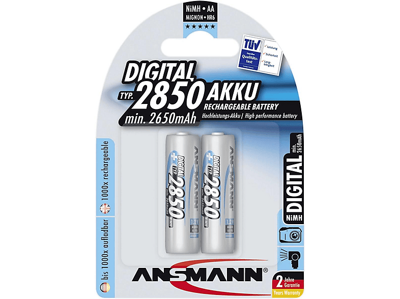 ANSMANN 5035082 2ER NIMH AA 2850MAH DIGITAL AA (Mignon) Batterie, NiMH ...