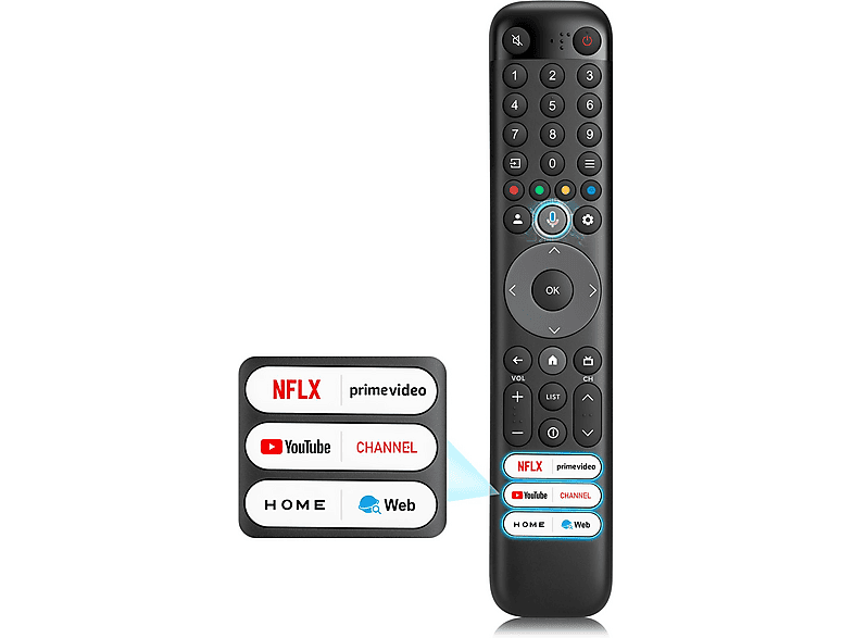 ZURABINI RC833 Fernbedienung, passend für: TCL TV Series: C64, C74 ...