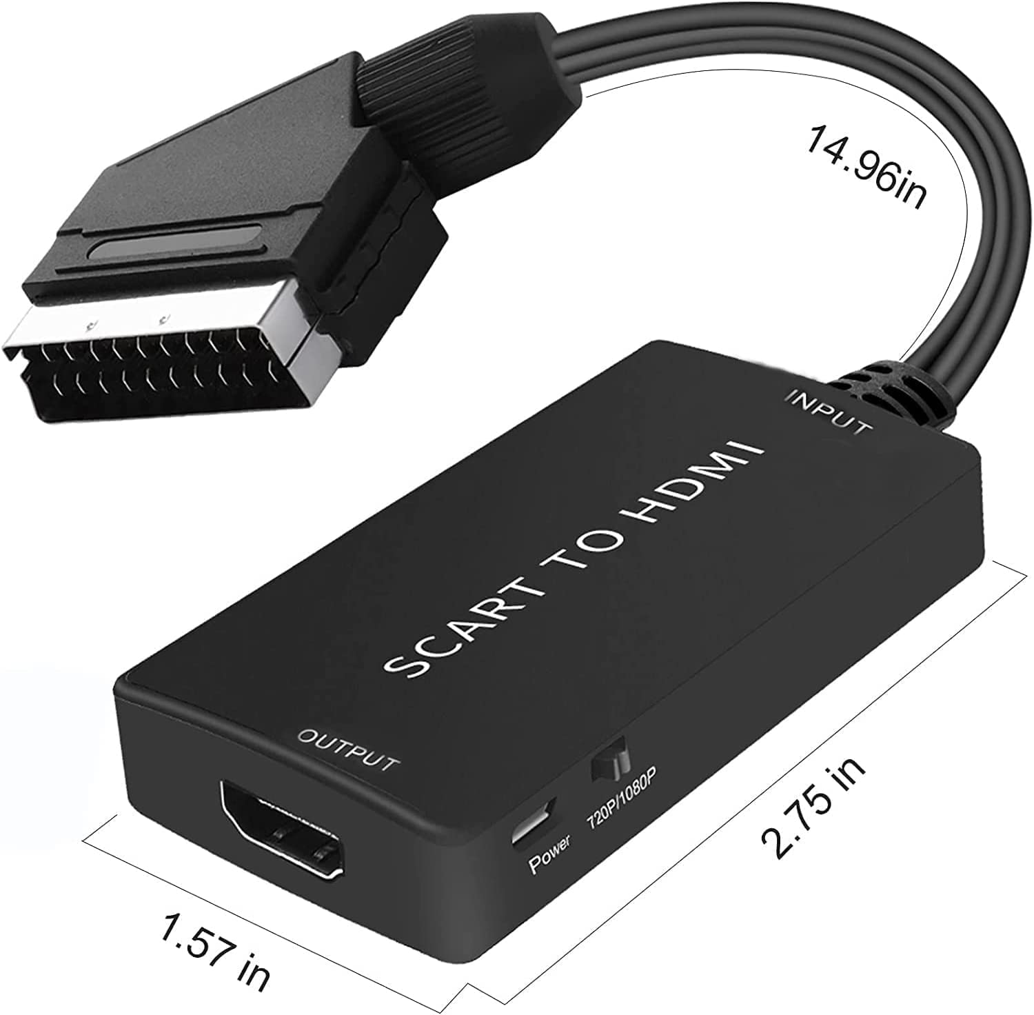 JEDBESETZT SCART auf HDMI Konverter – 720p/1080p HDMI, USB Hub, Schwarz ...