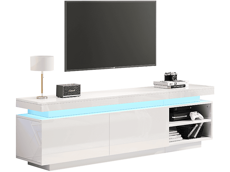 FLYSTAR Moderner Hochglanz-TV-Schrank mit LED-Beleuchtung TV-Ständer ...