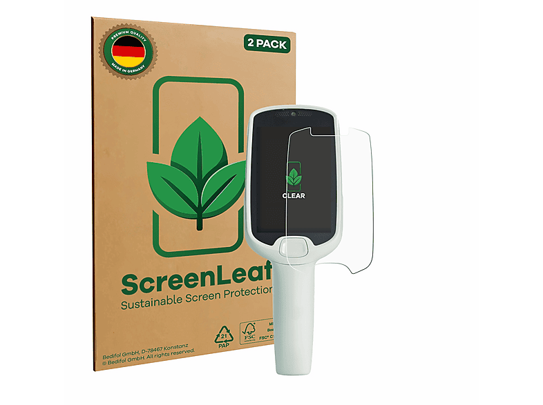 SCREENLEAF 2x nachhaltig verpackte Display Schutzfolie (für Zebra PS20 ...