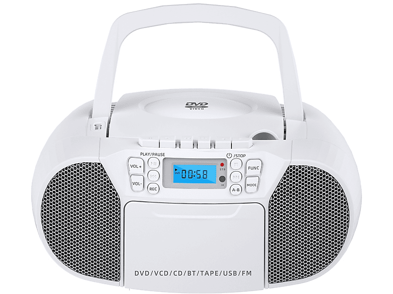 FLYSTAR 2 in 1 CD DVD Player Musik-Player mit Bluetooth CD Player Weiß ...