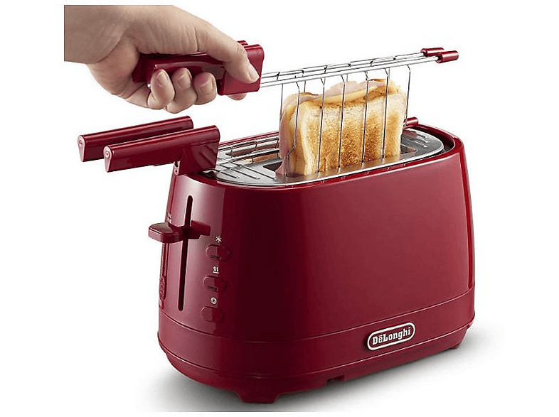 Tostadora | DE LONGHI CTLAP2203.R, 550 W, 2 ranuras, 2 rebanadas ...