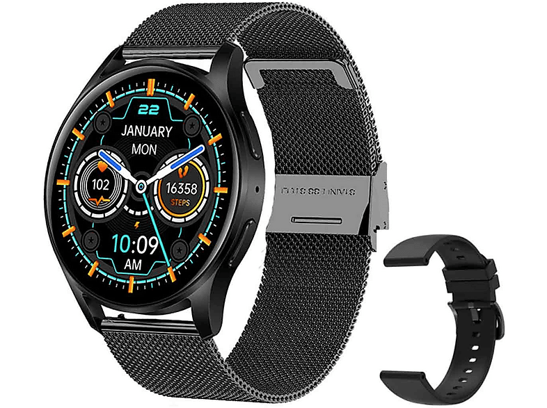 WHIQUTEY Bluetooth & Gesundheitsmonitor Smartwatch Silikon, Schwarz ...