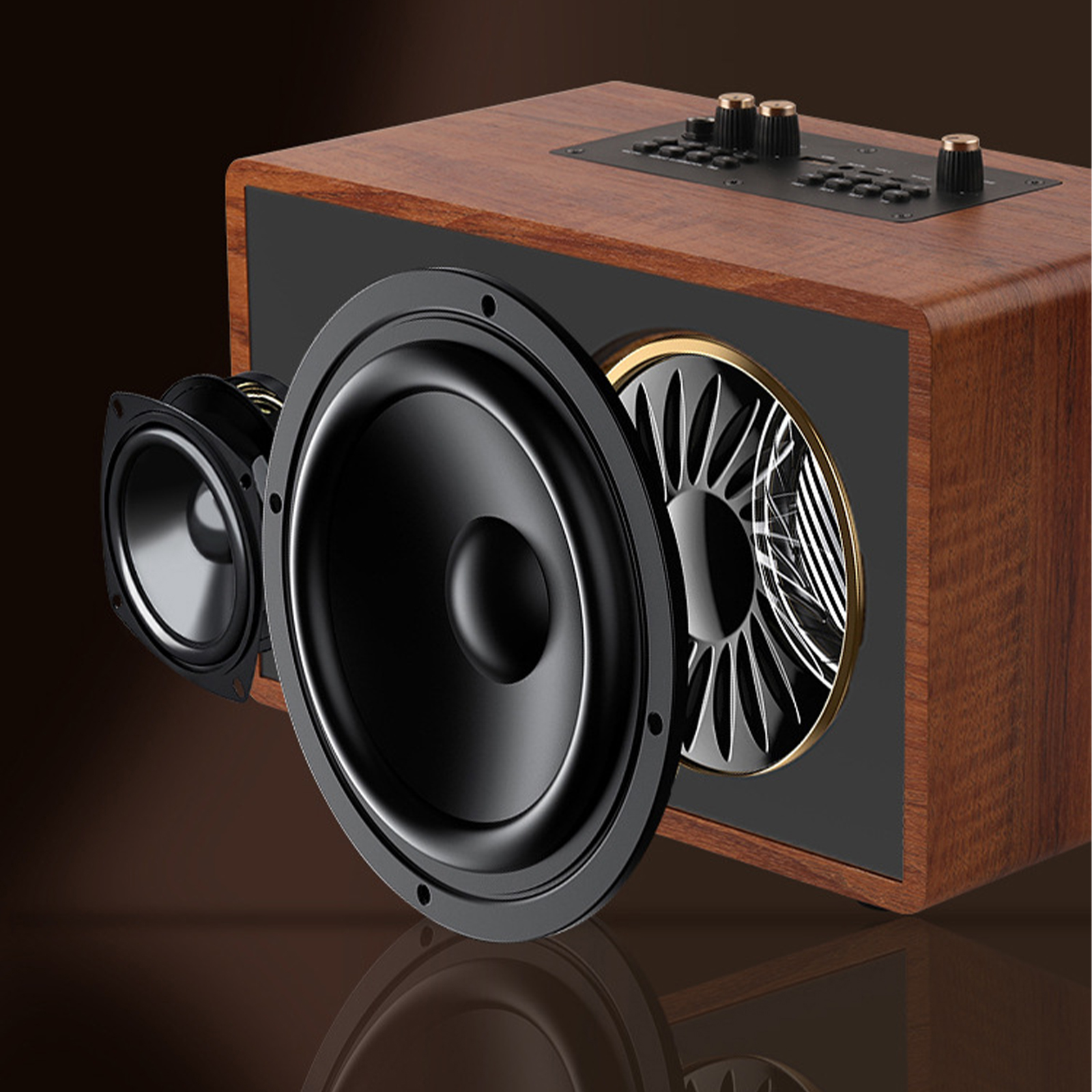 UWOT Holzdesign, 12h Akku, FM, Bluetooth 5.3 HiFi-Lautsprecher, braun ...