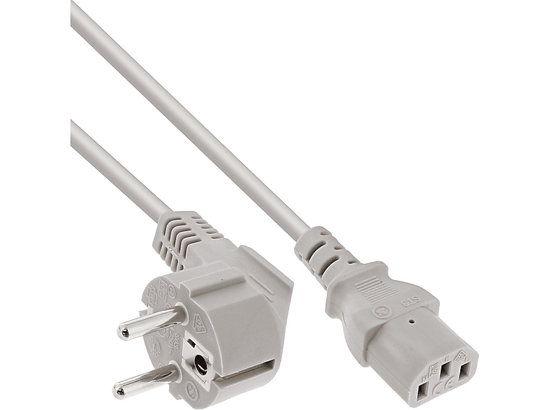 INLINE InLine® Netzkabel, Schutzkontakt gewinkelt auf Kaltgerätestecker ...